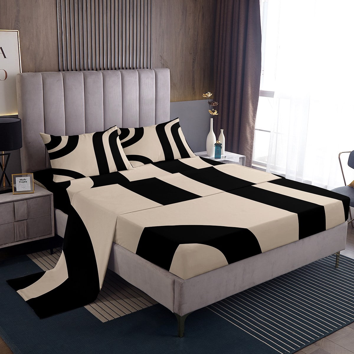 Erosebridal Minimalst Sheet Set Full, Geometry Abstract Bedding Sets ...