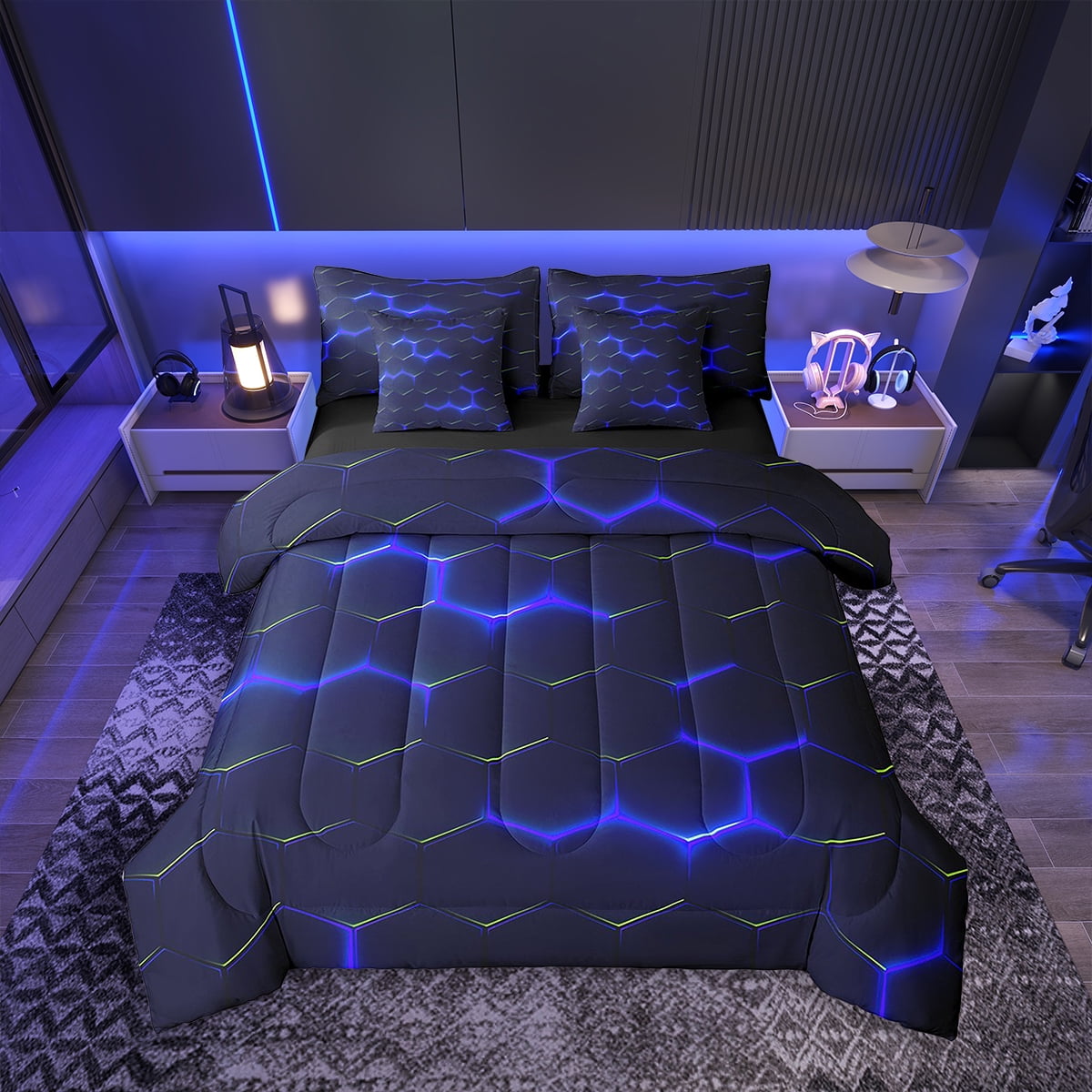 Erosebridal Modern Abstract Bedding Sets Full Size, Honeycomb Geometry ...