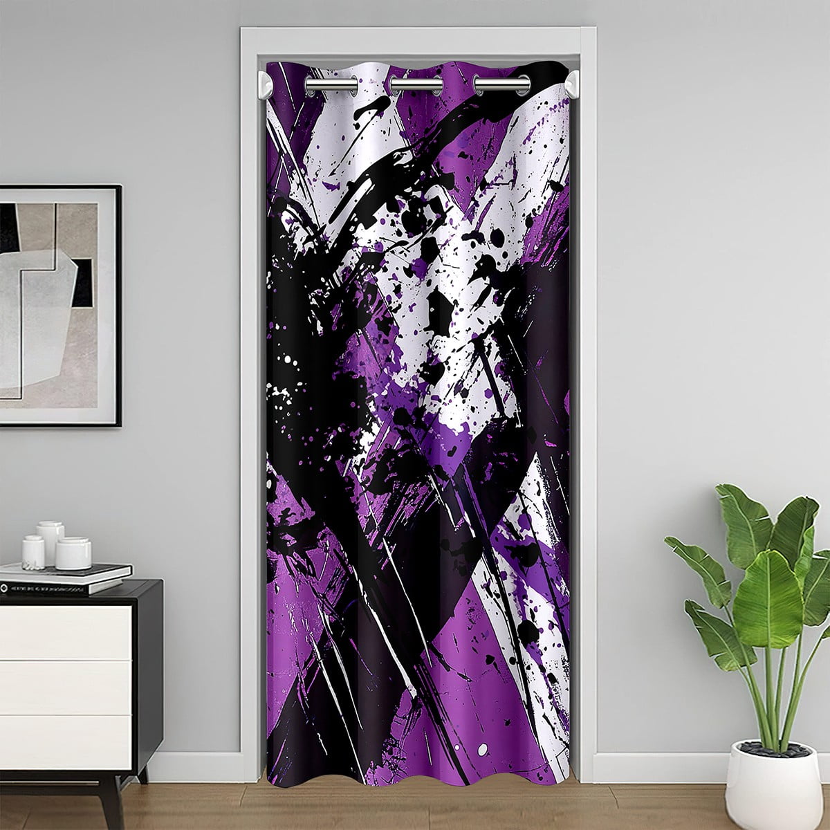 Erosebridal Modern Abstract Door Curtain Panel 34x80, Purple Watercolor ...