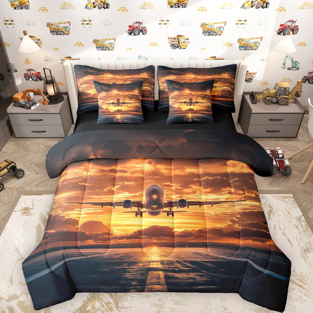 Erosebridal Modern Airplane Bedding Comforter Set, Aircraft Plane Full ...