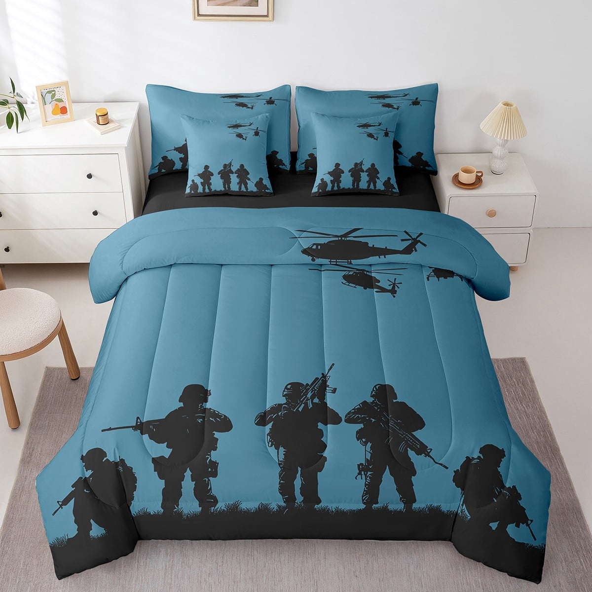 Erosebridal Modern Army Bed in a Bag Twin size, Military Print Bed Set ...