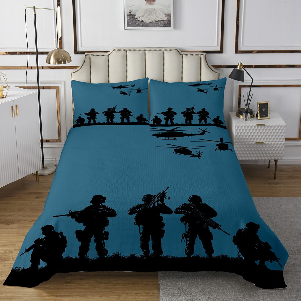 Erosebridal Modern Army Coverlet Set Twin, Military Print Bed Set, Army ...
