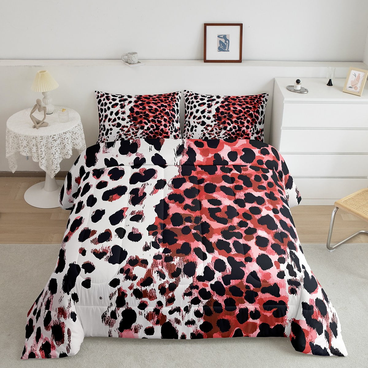 Erosebridal Modern Cheetah Print Comforter Sets, Chic Geometry ...