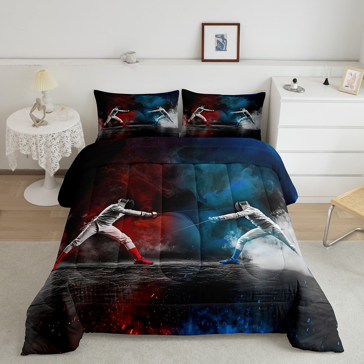 Erosebridal Modern Fencing Bedding Full Comforter Set, Sport Player ...