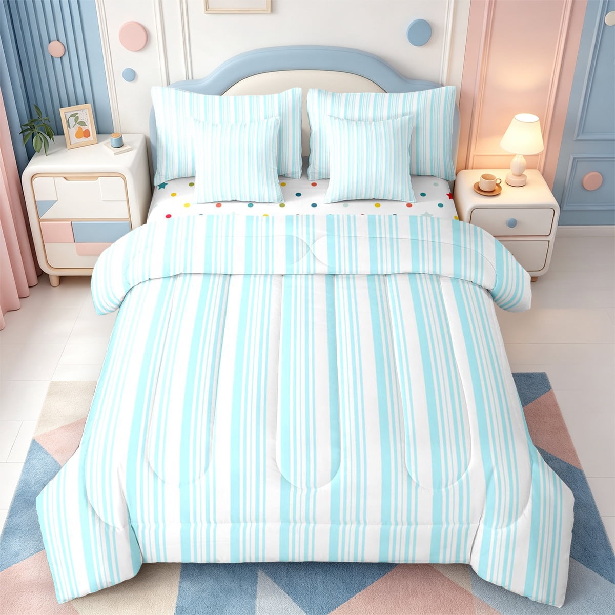 Erosebridal Modern Lines 7pcs Queen Bedding,Line Art Pattern Bedding ...
