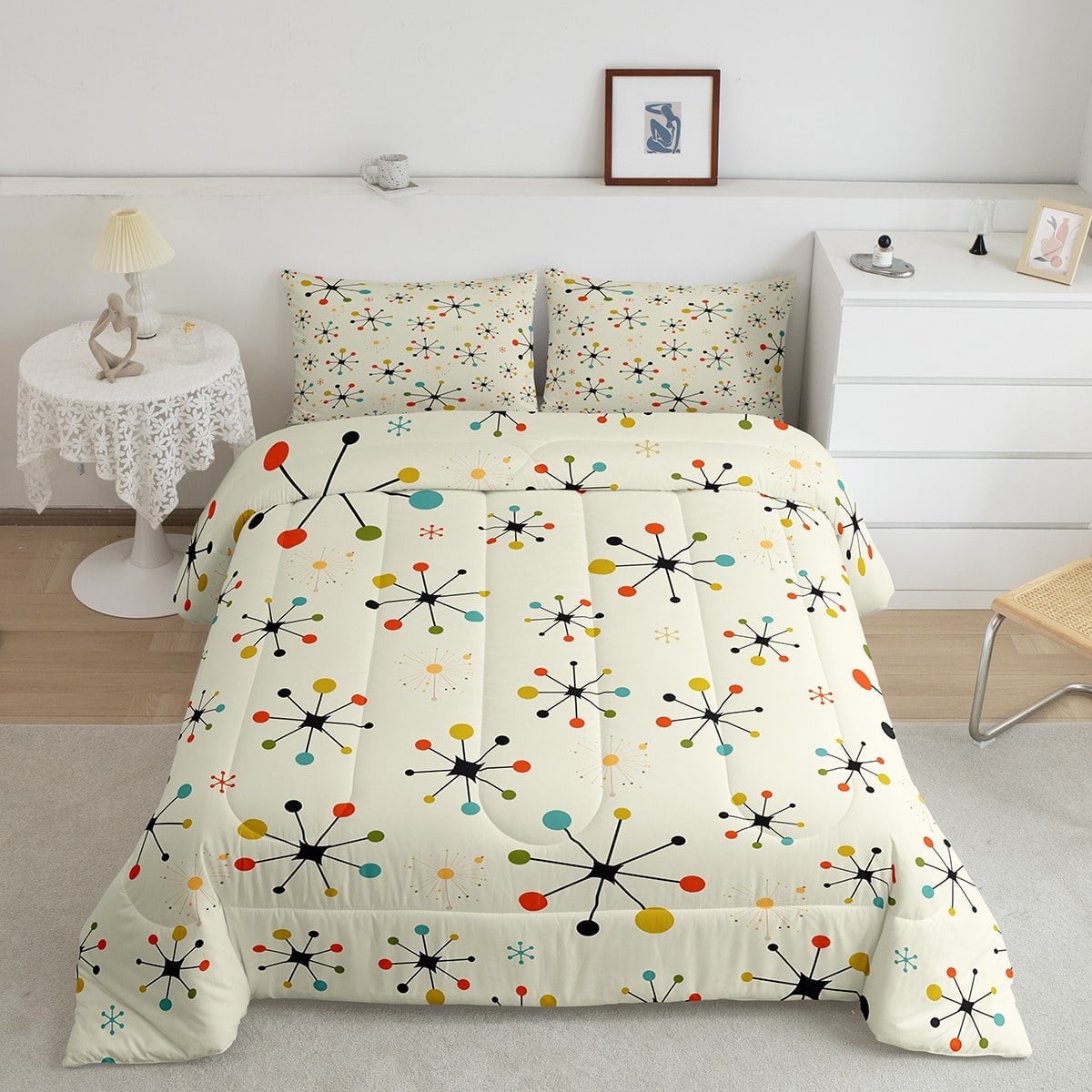 Erosebridal Modern Mid Century Comforter Set Queen Retro Atomic Bedding ...