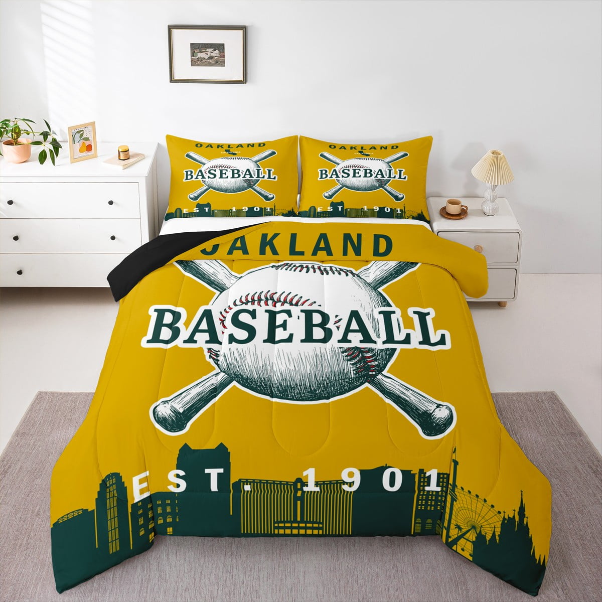 Erosebridal Modern Soprts Bedding Queen Comforter Set, Baseball Lover ...