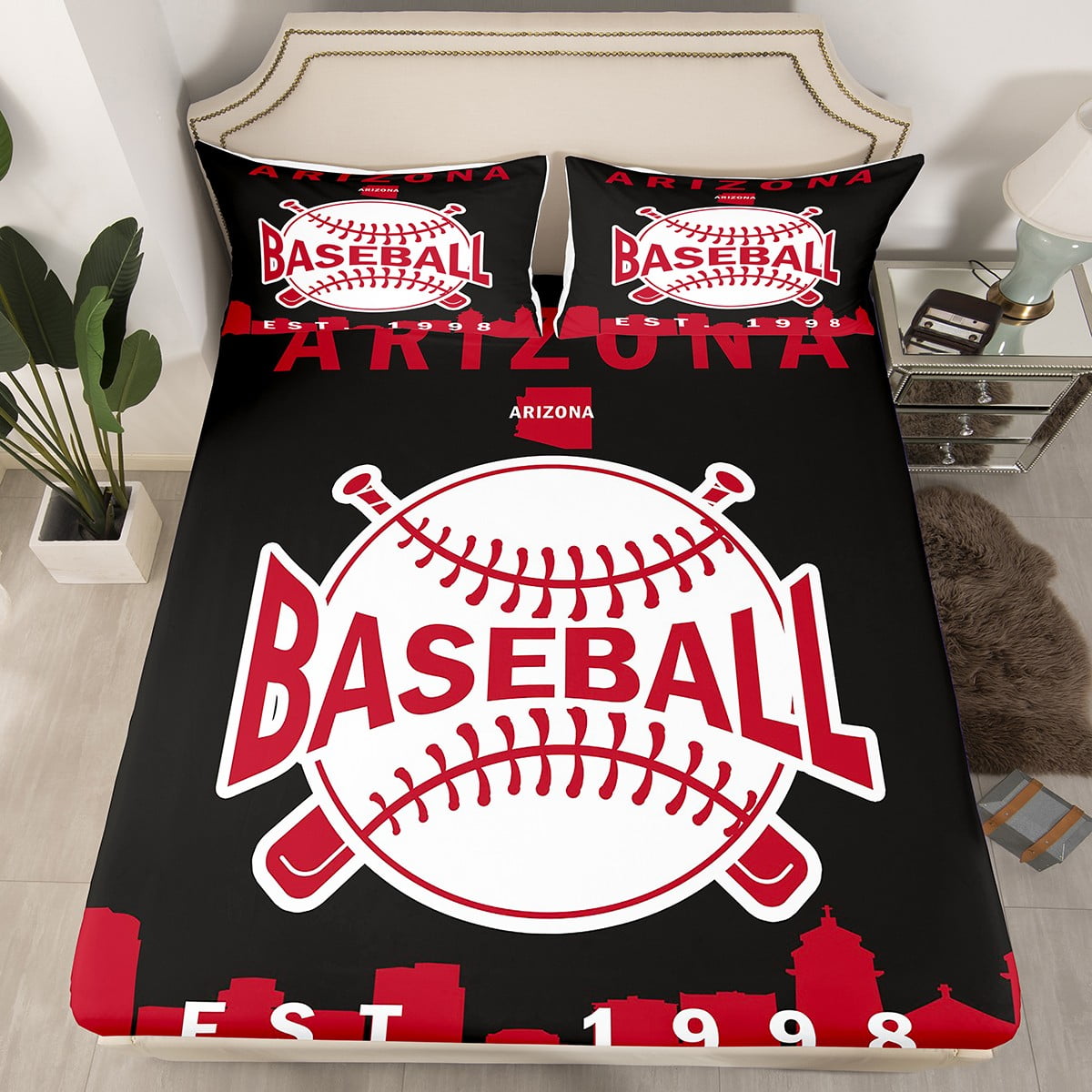 Erosebridal Modern Soprts Fitted Sheet Twin, Baseball Lover Bedding Set ...