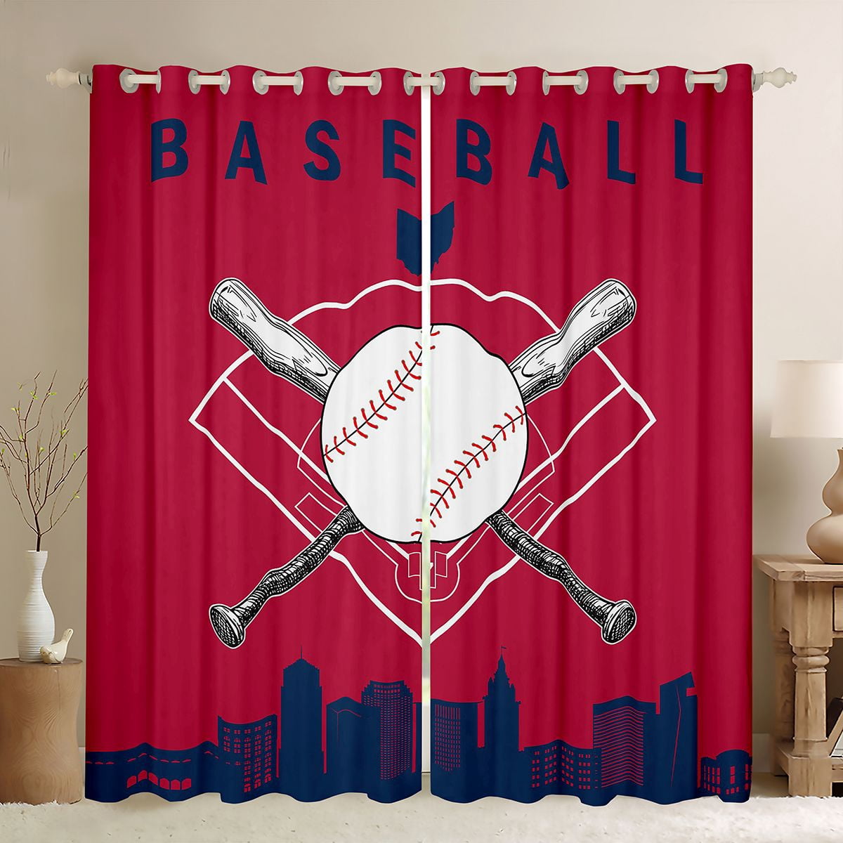 Erosebridal Modern Sports City Blackout Curtains Set of 2 (52x84 Each ...