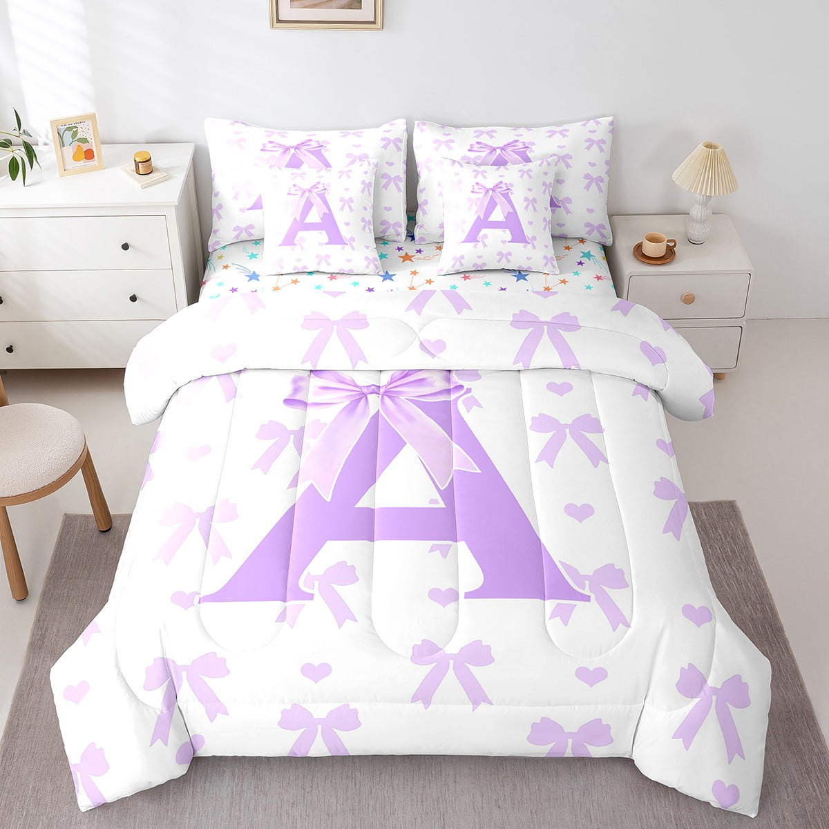 Erosebridal Monogrammed A Bedding Sets Full Size, Cute Bow-tie ...