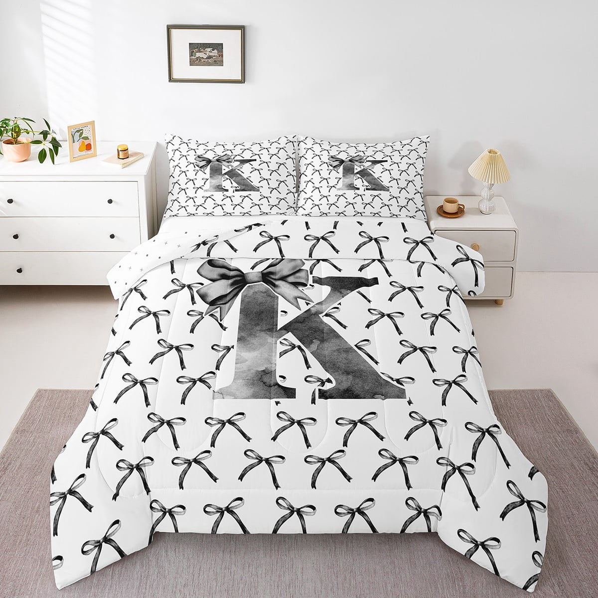Erosebridal Monogrammed Bow Tie Bedding Sets Full with Comforter,Dreamy ...