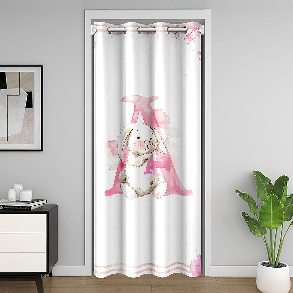 Erosebridal Monogrammed A Door Curtain Panel 34x80,Farm Animal Rabbit ...