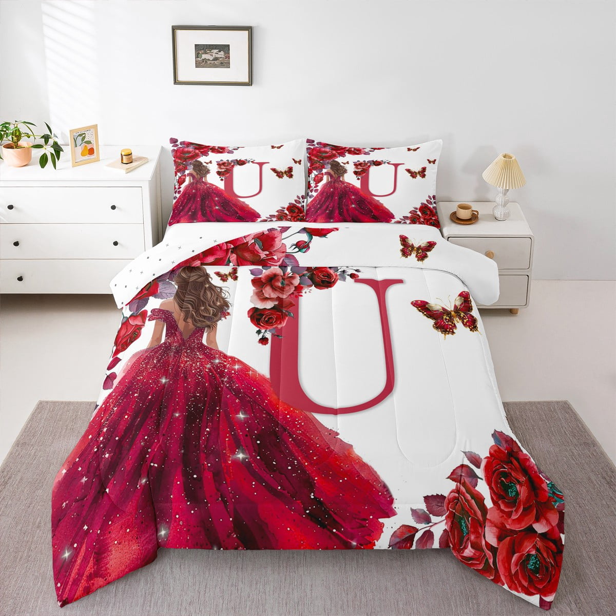 Erosebridal Monogrammed U Comforter Sets Full Size, Western Princess ...