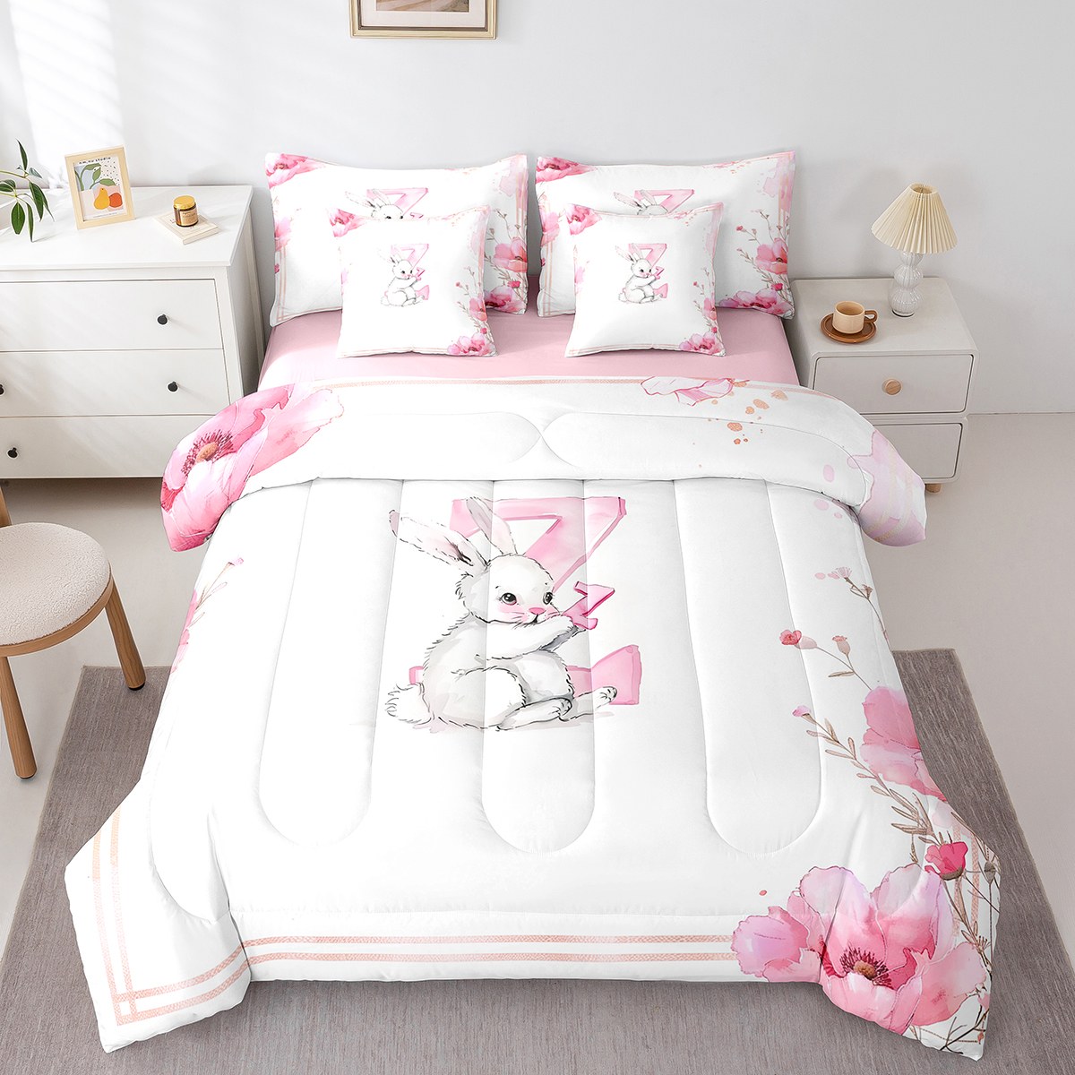 Erosebridal Monogrammed Z Bedding Sets Twin Size,Farm Animal Rabbit ...