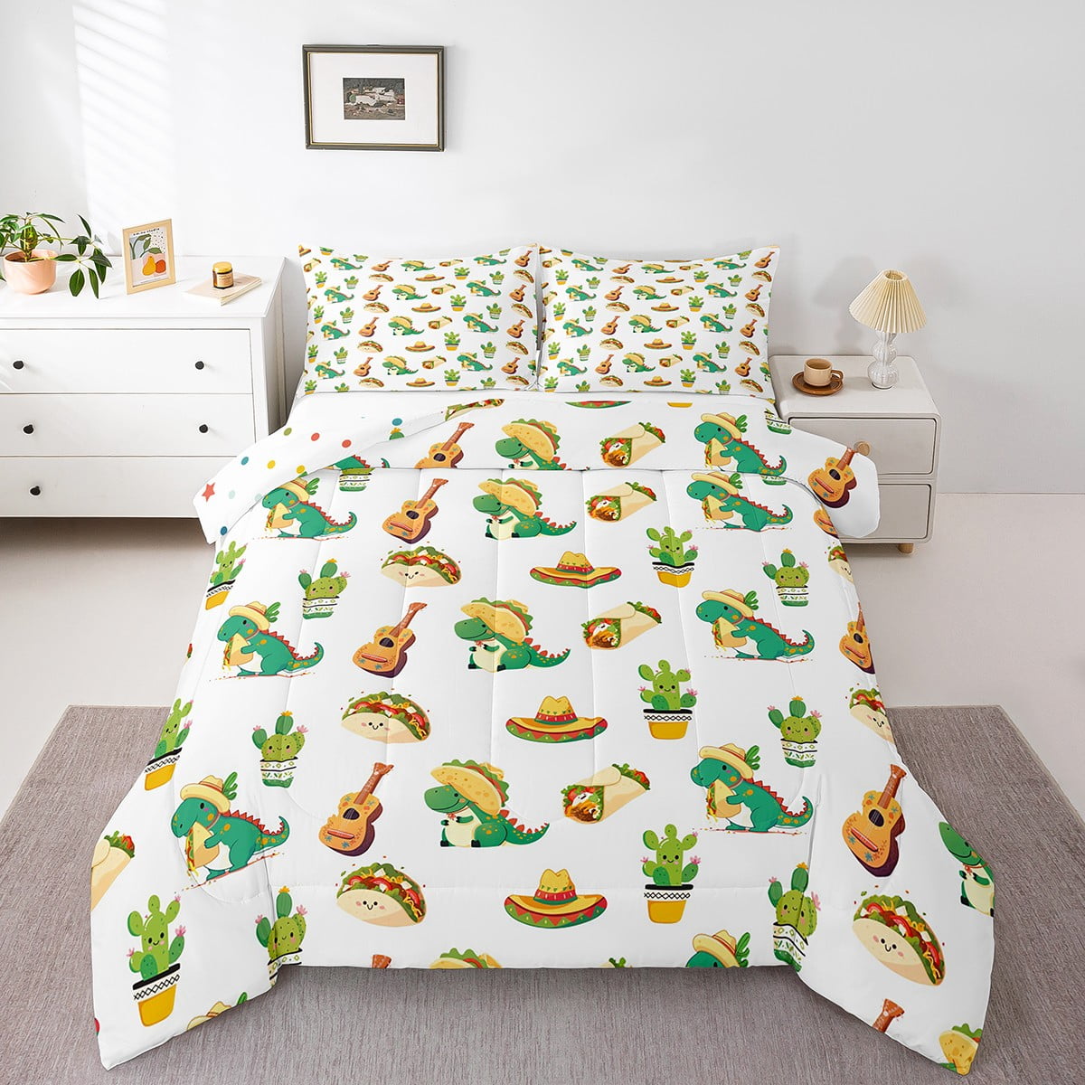Erosebridal Music Dinosaur Bedding Full Comforter Set, Western Cactus ...