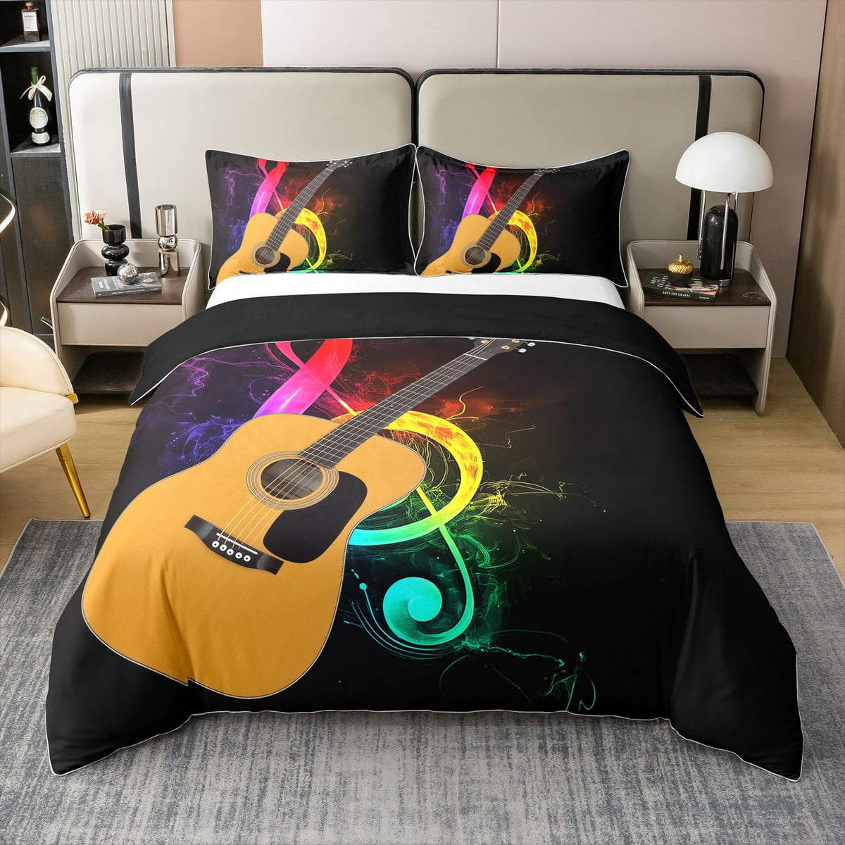 Erosebridal Music Guitar 100% Cotton Comforter Cover King, Musical Note ...