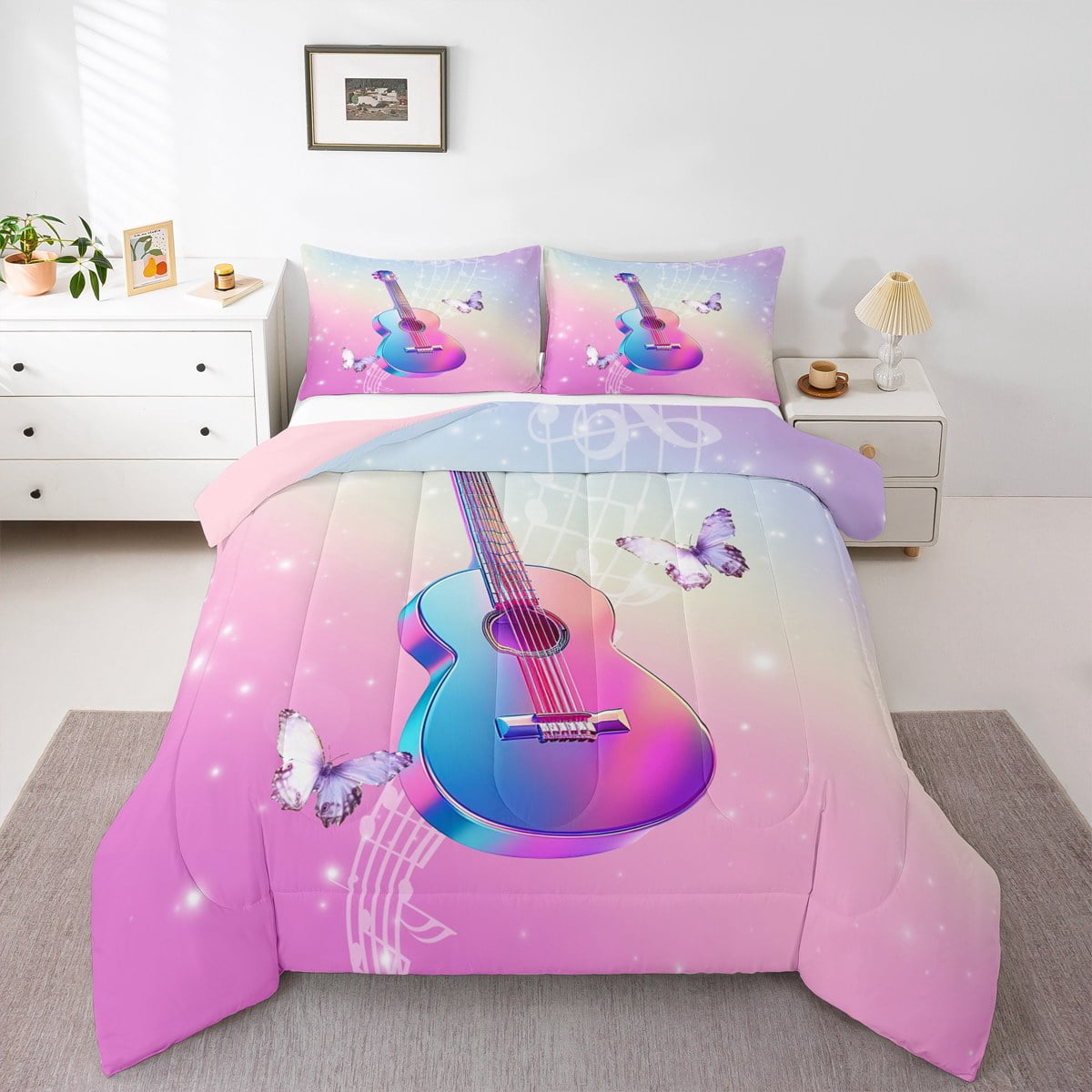 Erosebridal Music Guitar Comforter Sets Full Size,Modern Musical ...