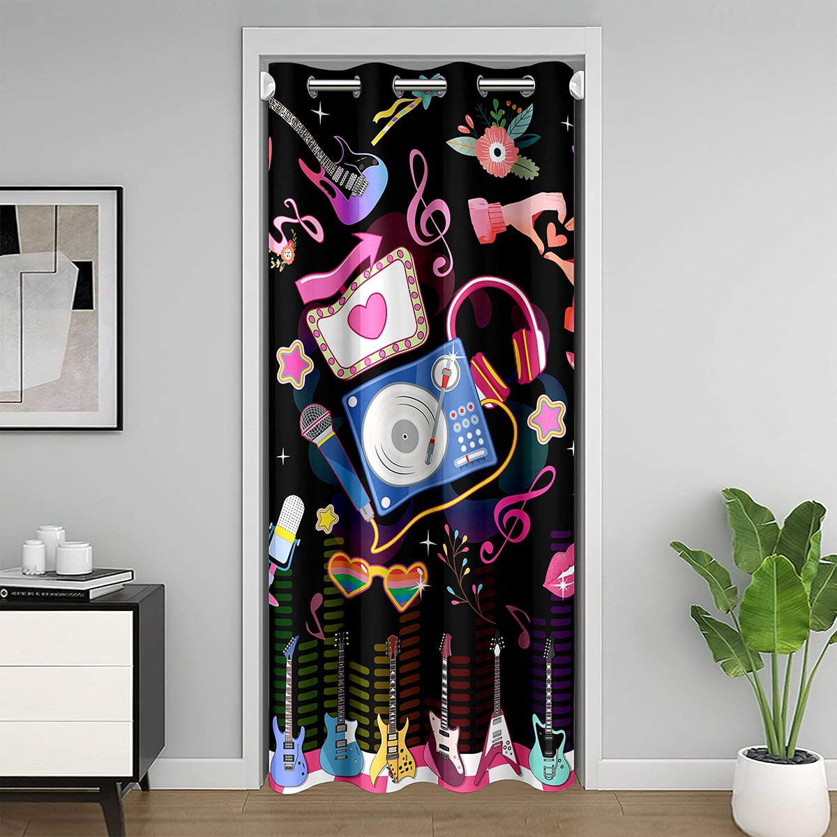 Erosebridal Music Guitar Door Curtain For Door Window 80"x52",Butterfly ...