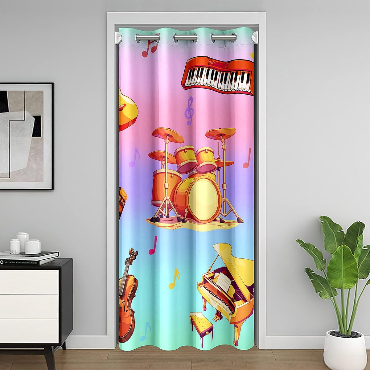 Erosebridal Musical Instrument Door Curtain For Doorways 59x80, Piano ...