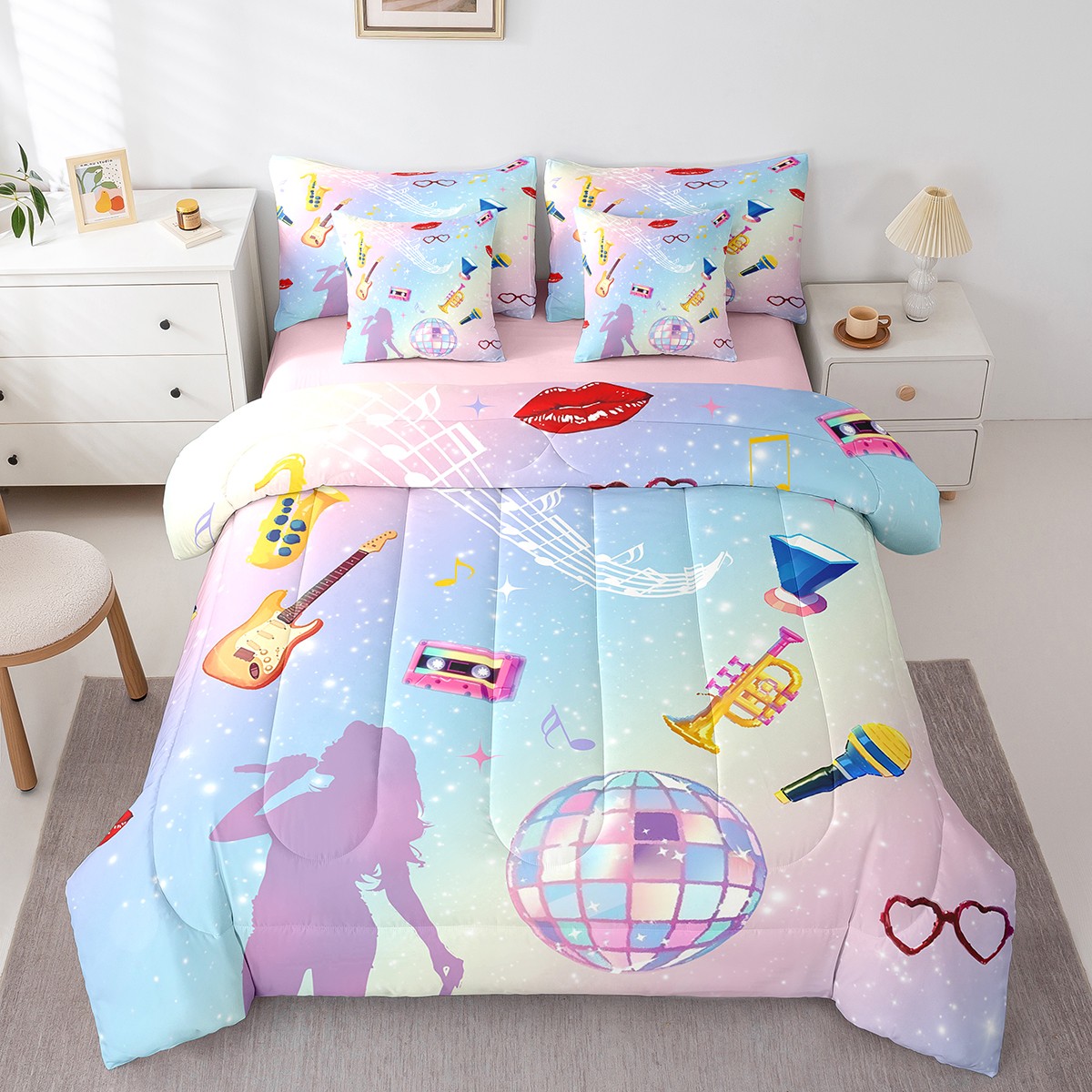 Erosebridal Musical Instrument Guitar Bedding Sets King Size,Music ...