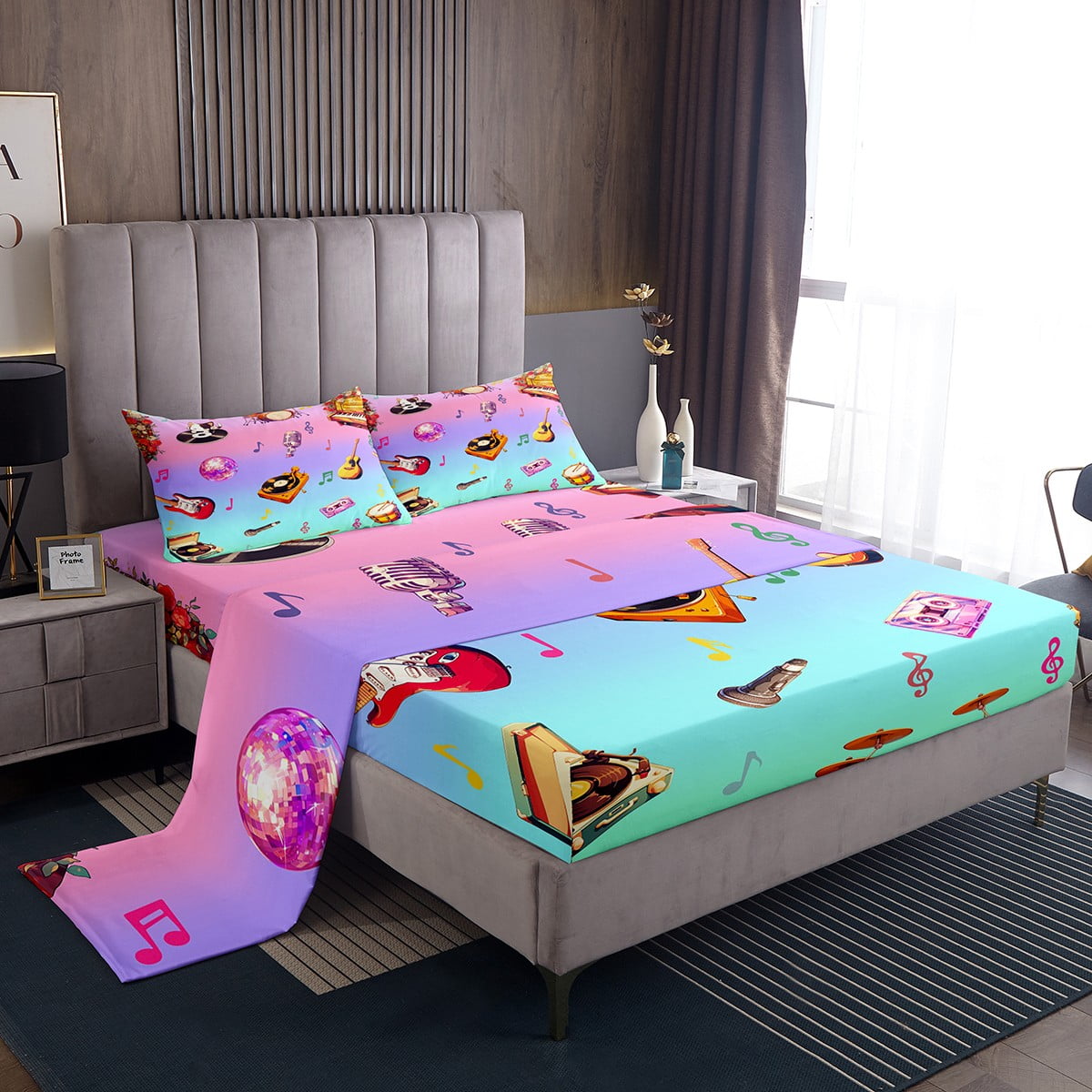 Erosebridal Musical Instrument Sheet Set King, Piano Violin Bedding ...