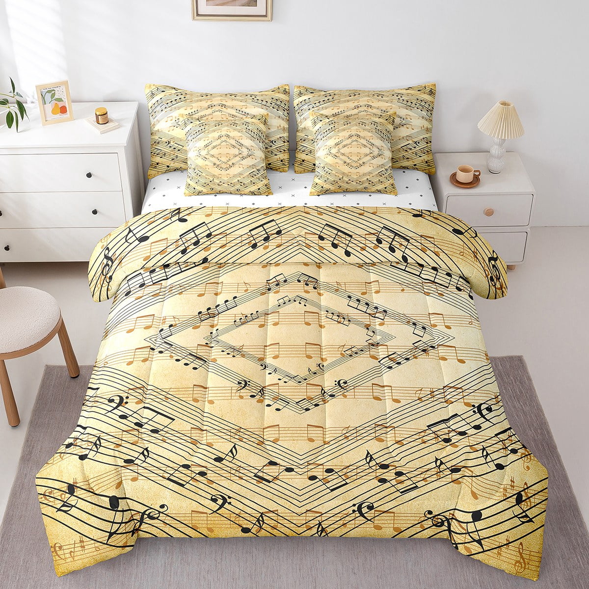 Erosebridal Musical Notes Bed in a Bag Full size,Classical Music Bed ...