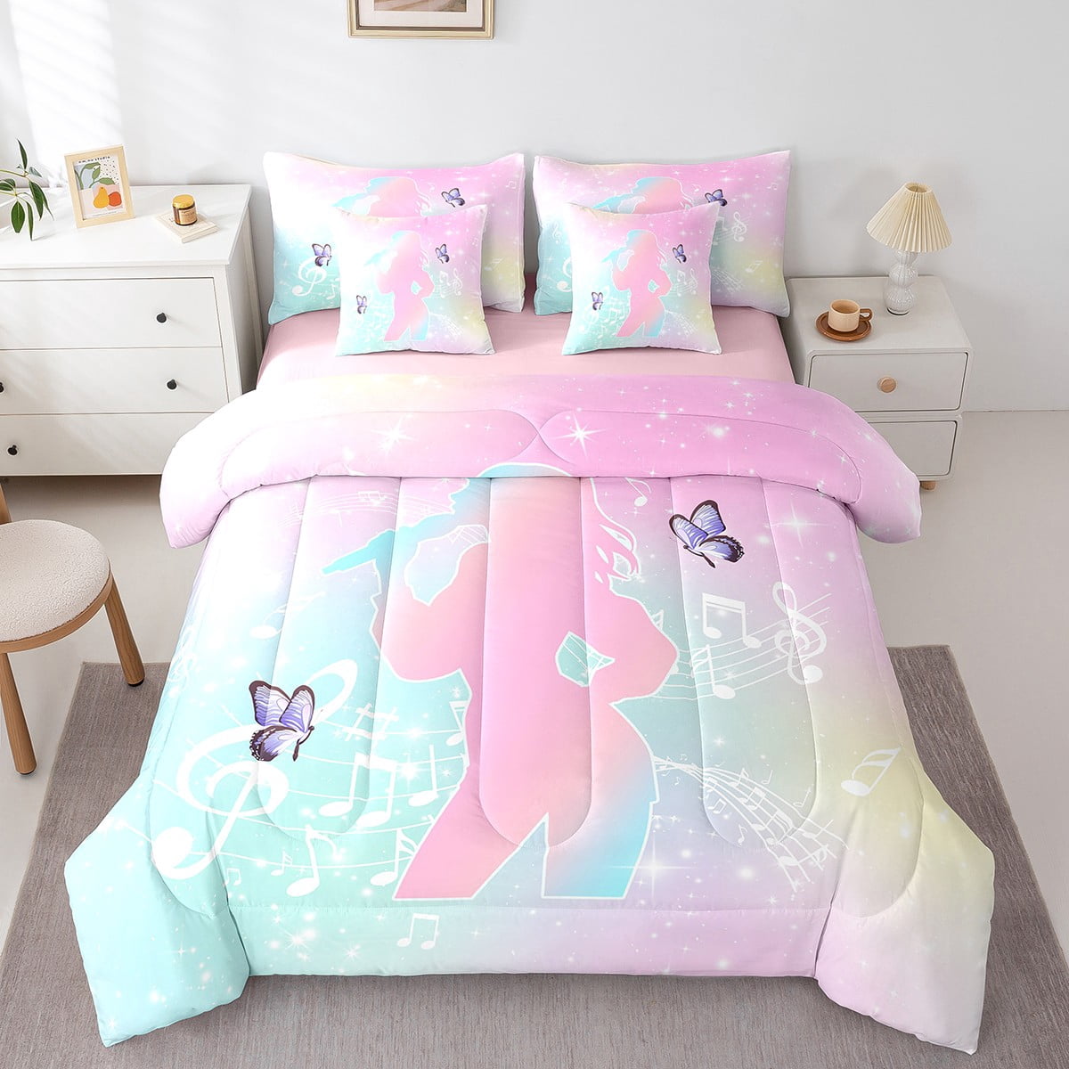 Erosebridal Musical Notes Bedding Sets King Size,Music Lover Bed in a ...
