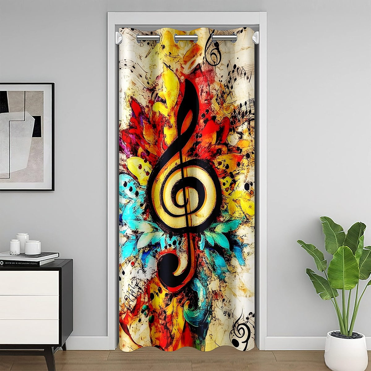 Erosebridal Musical Notes Door Curtain For Door Window 42x84 ...