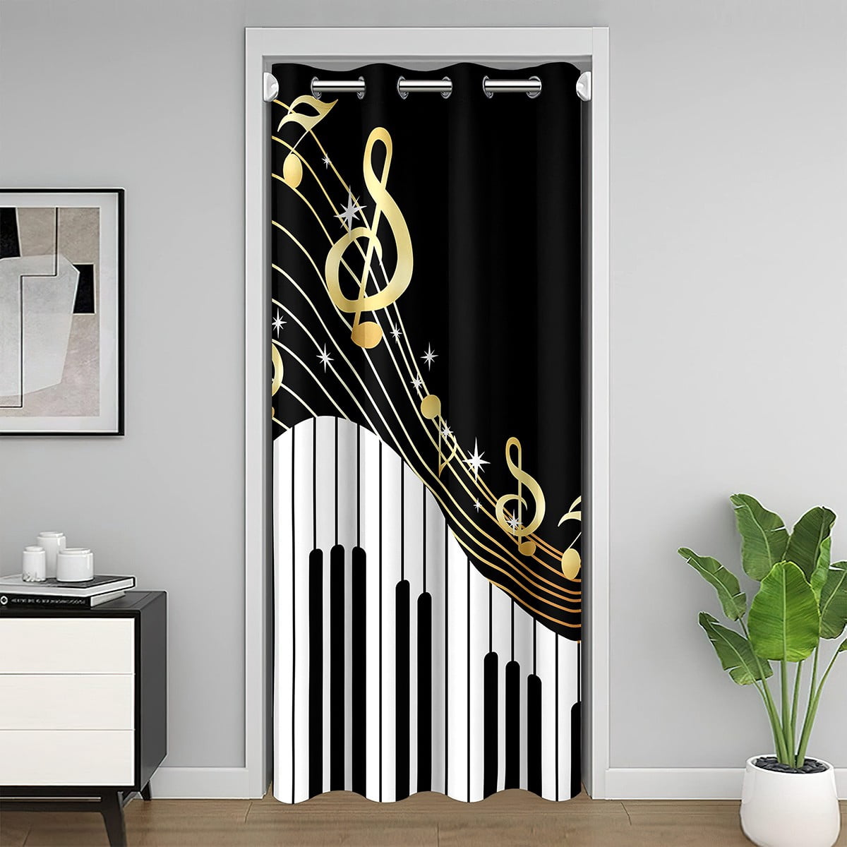 Erosebridal Musical Notes Door Curtain For Doorways 42x80,Music Piano ...