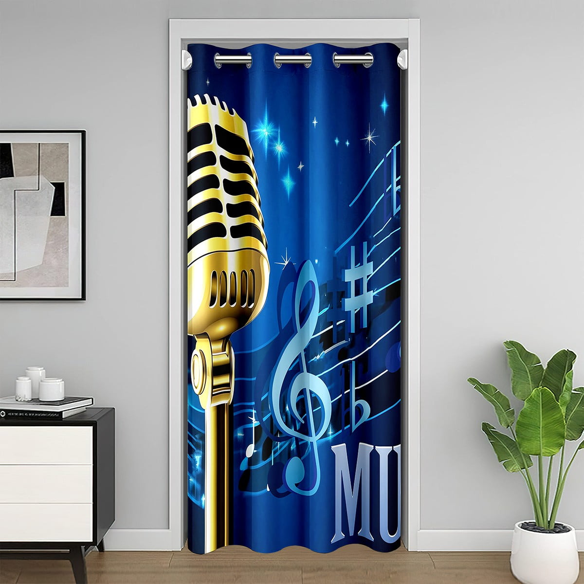Erosebridal Musical Notes Door Curtain Panel 80"x42",Music Theme Room ...