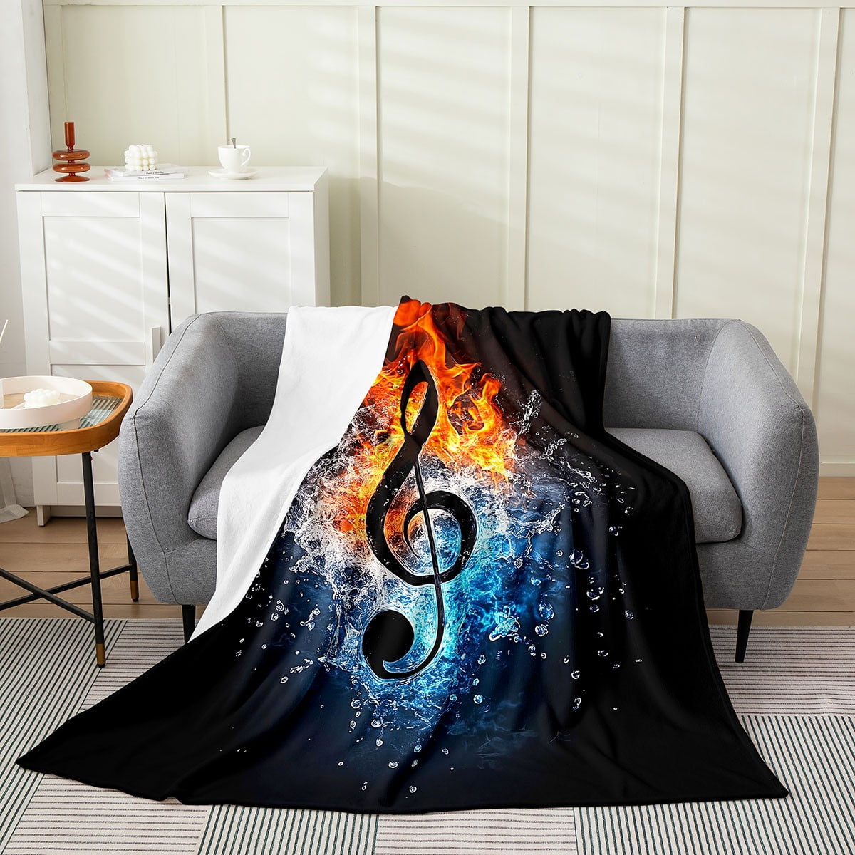 Erosebridal Musical Notes Sherpa Blanket 50x60,Abstract Water Fire ...