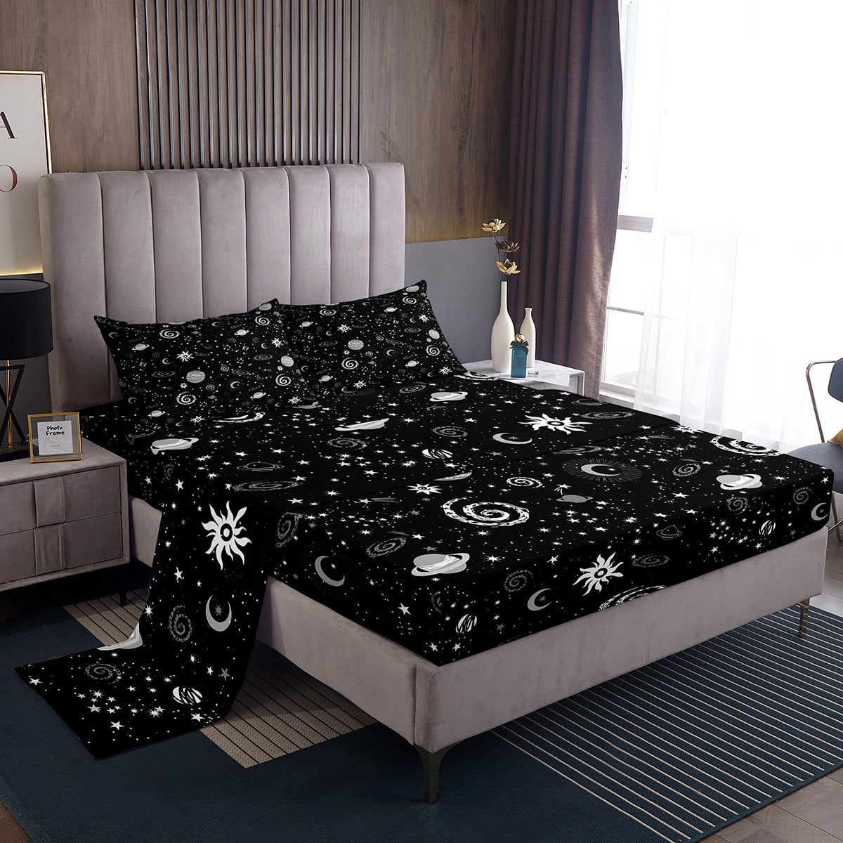 Erosebridal Mystic Outer Space Bed Sheets Set King Size, Boho Nebula Star Moon Bedding Sets King ...