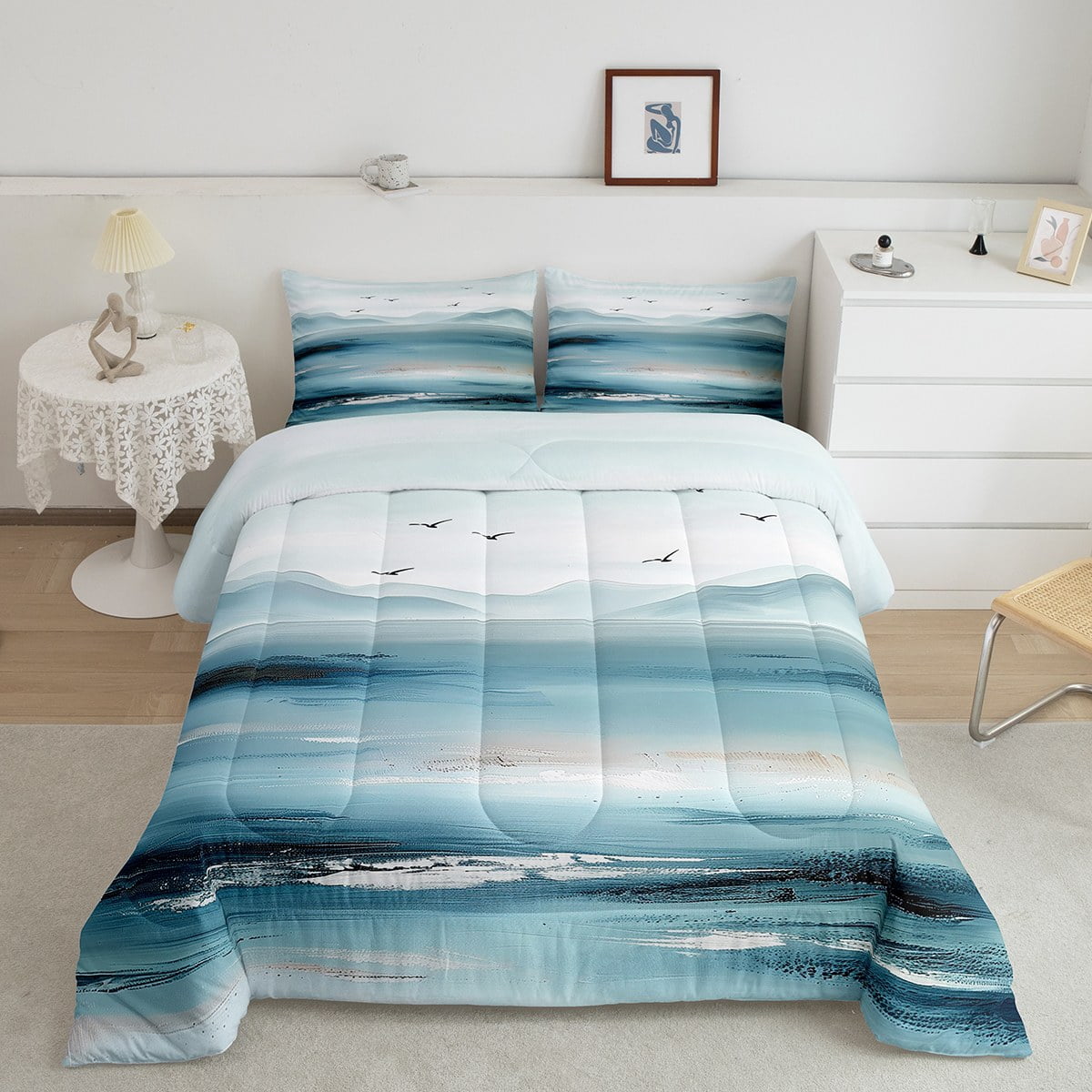 Erosebridal Nature Scenery Bedding King Comforter Set, Modern Artwork ...