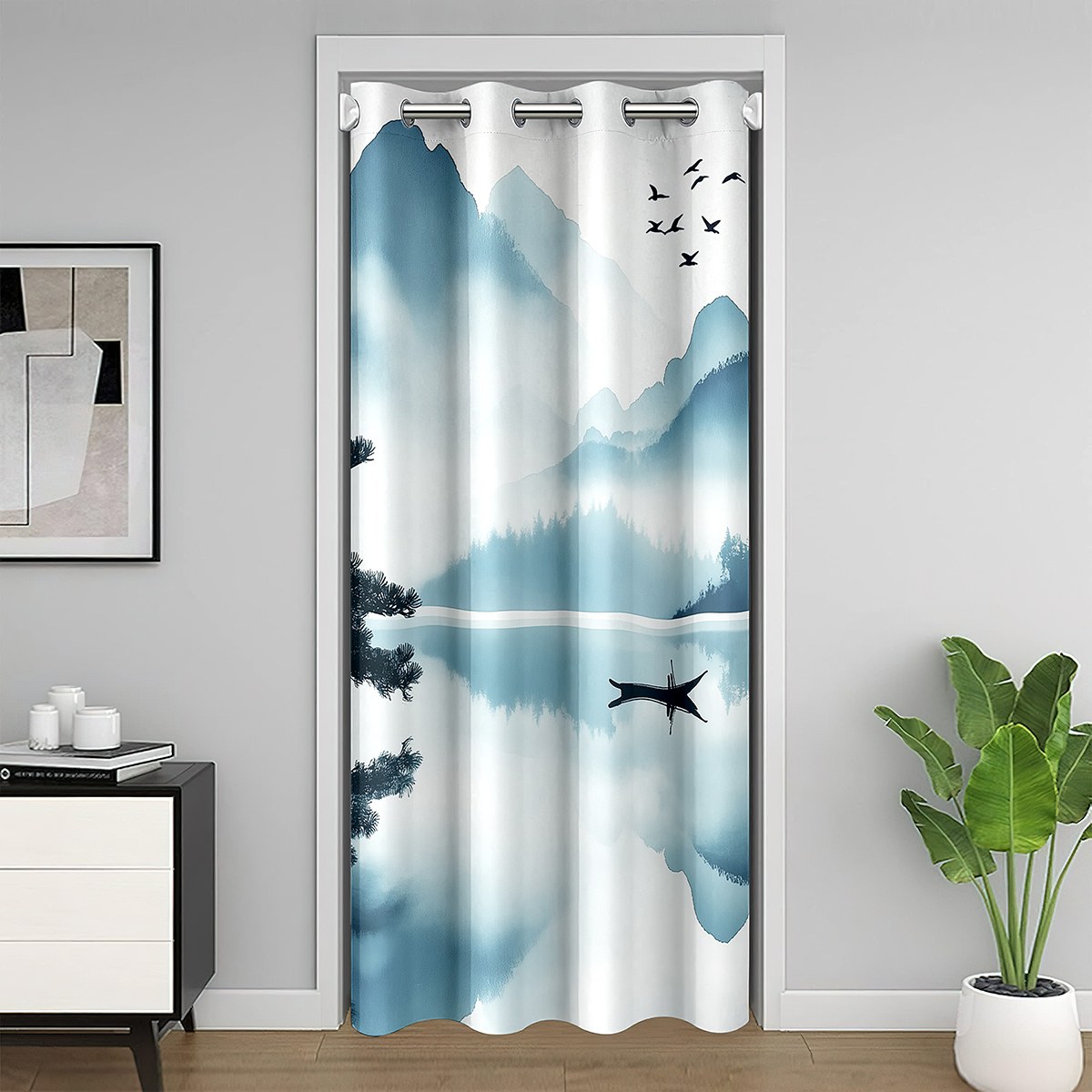 Erosebridal Nature Scenery Door Curtain For Door Window 59x80, Rustic ...