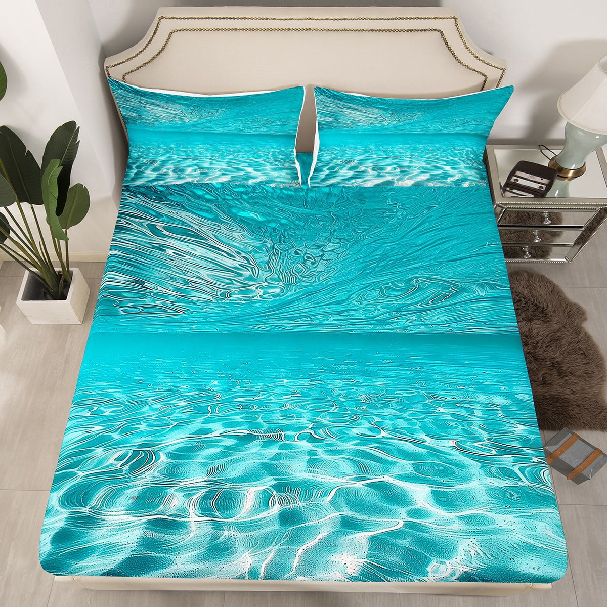 Erosebridal Nature Scenery Fitted Sheet Full, Ocean Marine Fitted Sheet ...