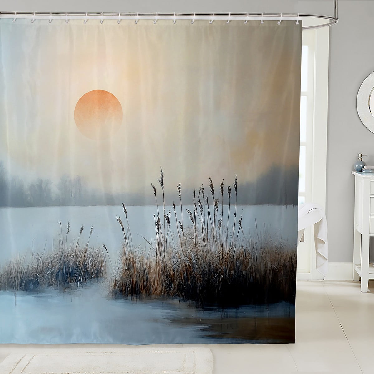 Erosebridal Nature Scenery Shower Curtain 72x84, Rustic Lake Bath ...