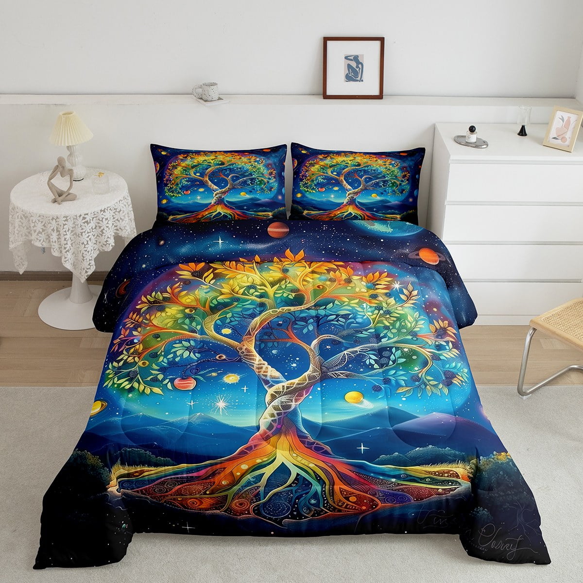 Erosebridal Nature Tree of Life Bedding Twin Comforter Set, Boho Galaxy ...