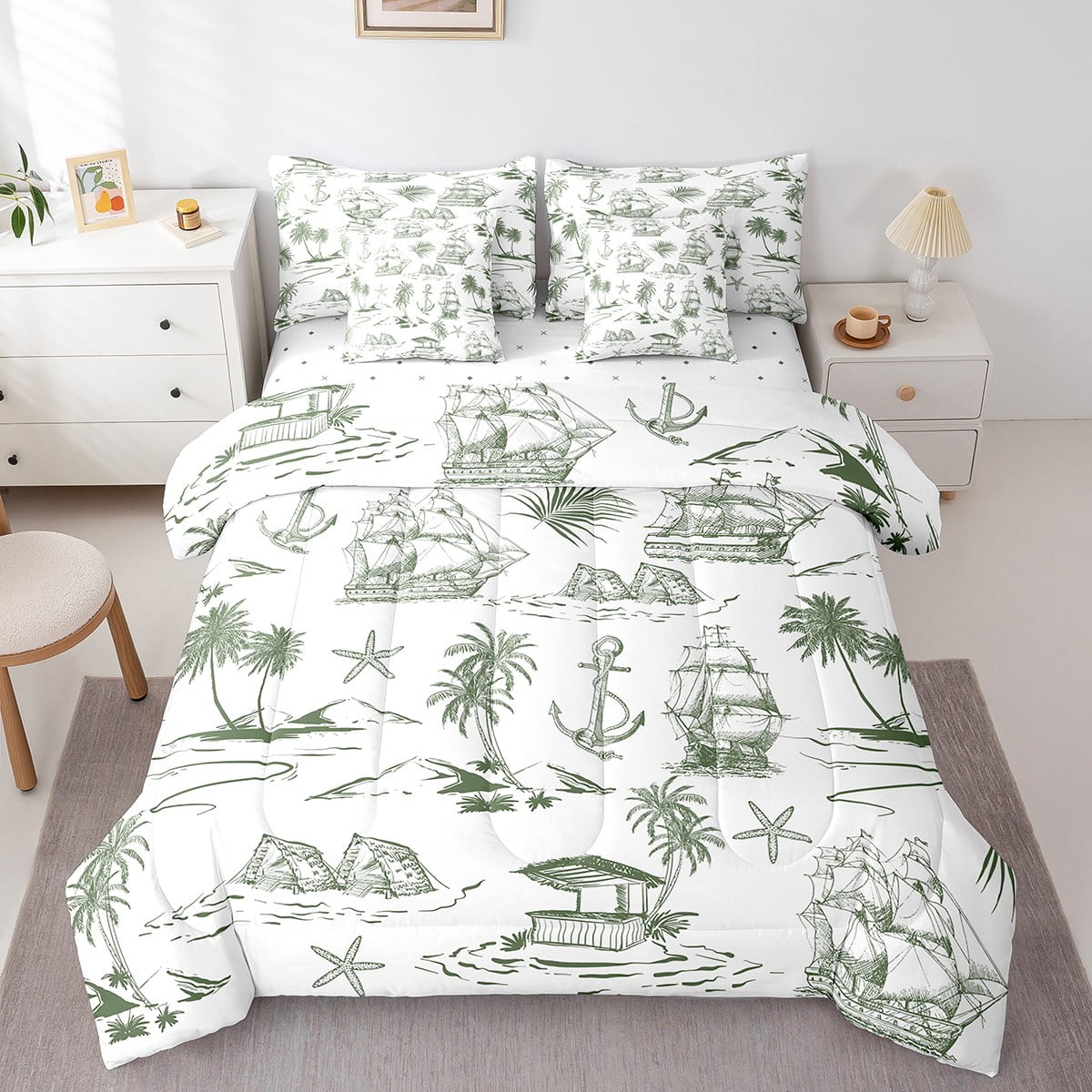 Erosebridal Nautical Anchor Bed In A Bag King Size,Sailing Boat Bedding ...