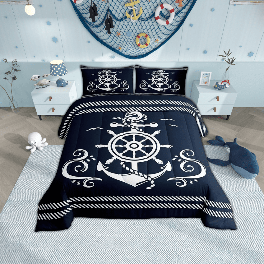 Erosebridal Nautical Anchor Bedding Set , Compass Adventure Comforter ...