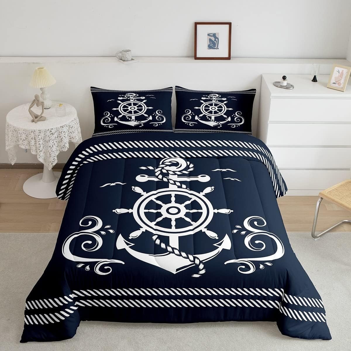 Erosebridal Nautical Anchor Bedding Set , Compass Adventure Comforter ...