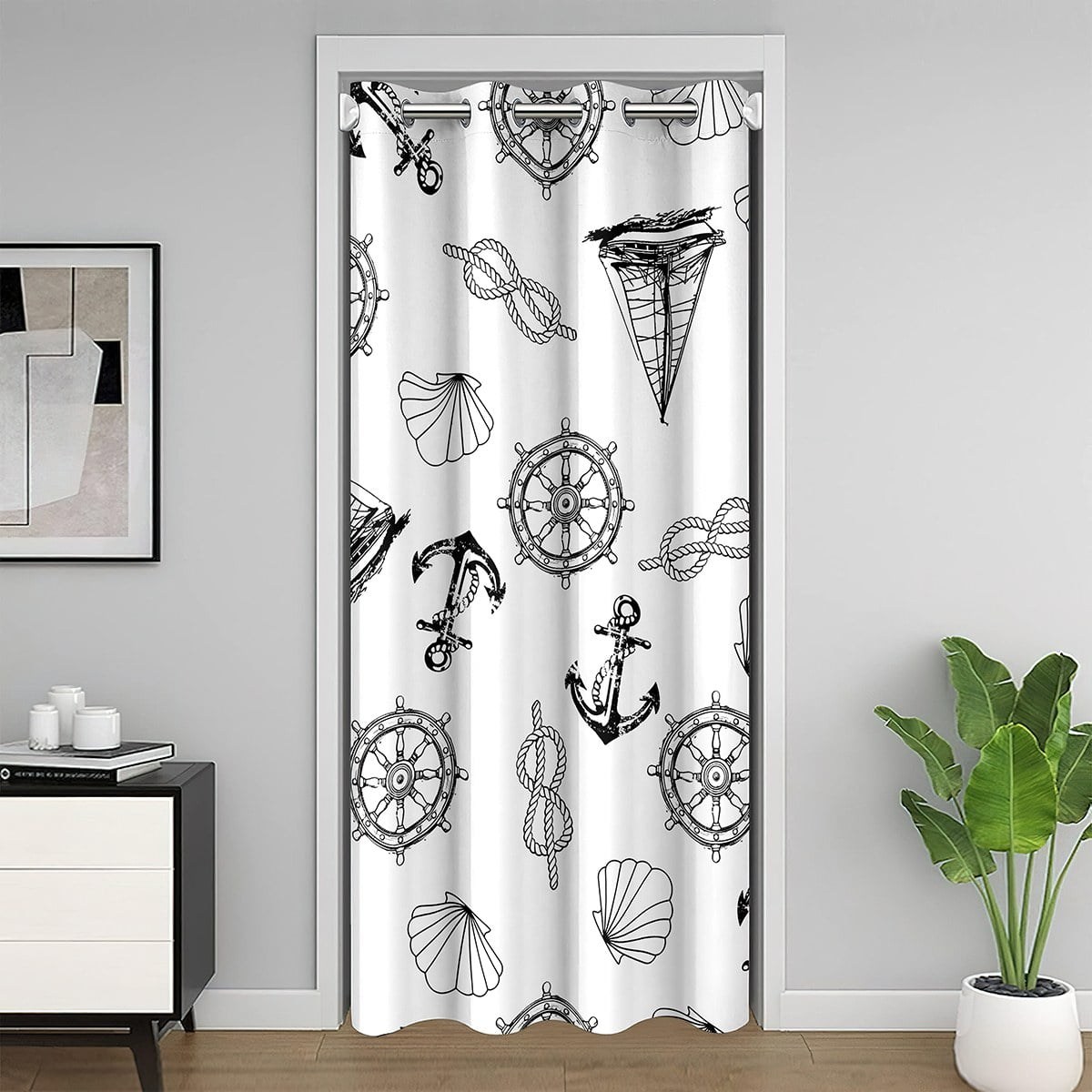 Erosebridal Nautical Anchor Door Curtain For Door Window 42x84, Rudder ...