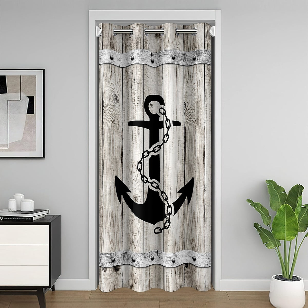 Erosebridal Nautical Anchor Door Curtain Panel 52x84,Ocean Theme Door ...