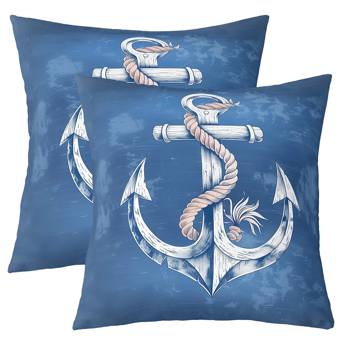 Erosebridal Nautical Anchor Pillow Cases Set of 2, Navy Blue Watercolor ...