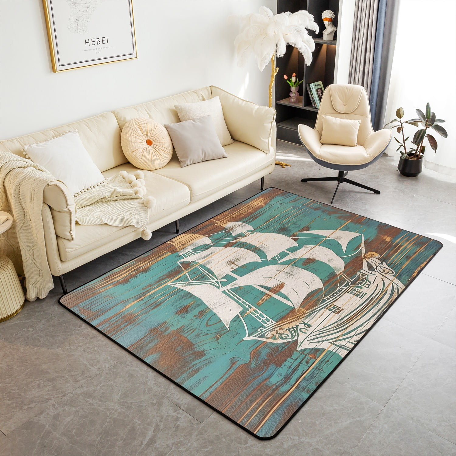 Erosebridal Nautical Boat Area Rugs For Living Room 3x5,Vintage Cabin ...