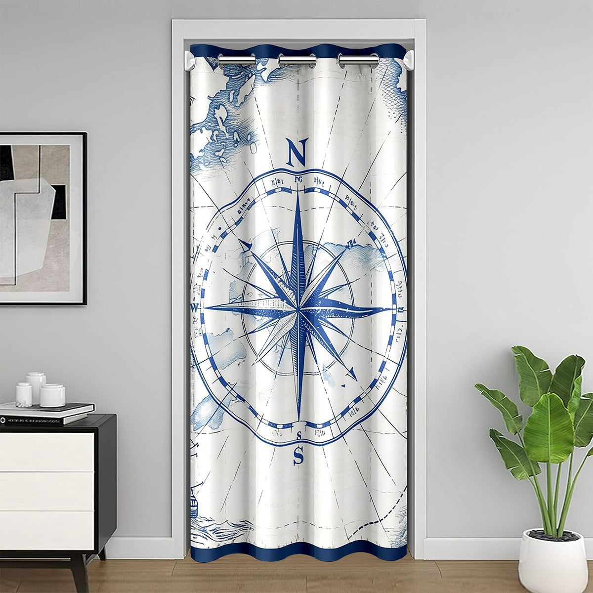 Erosebridal Nautical Compass Door Curtain For Doorways 42x80,Ocean ...