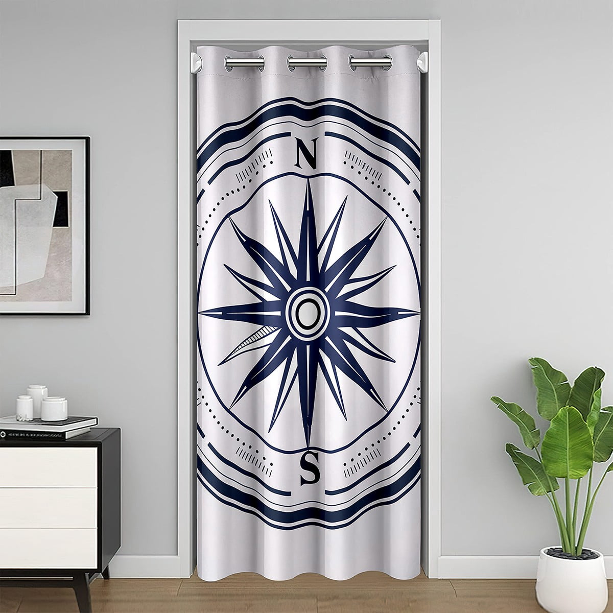 Erosebridal Nautical Compass Door Curtain For Doorways 59x80,Sea Marine ...