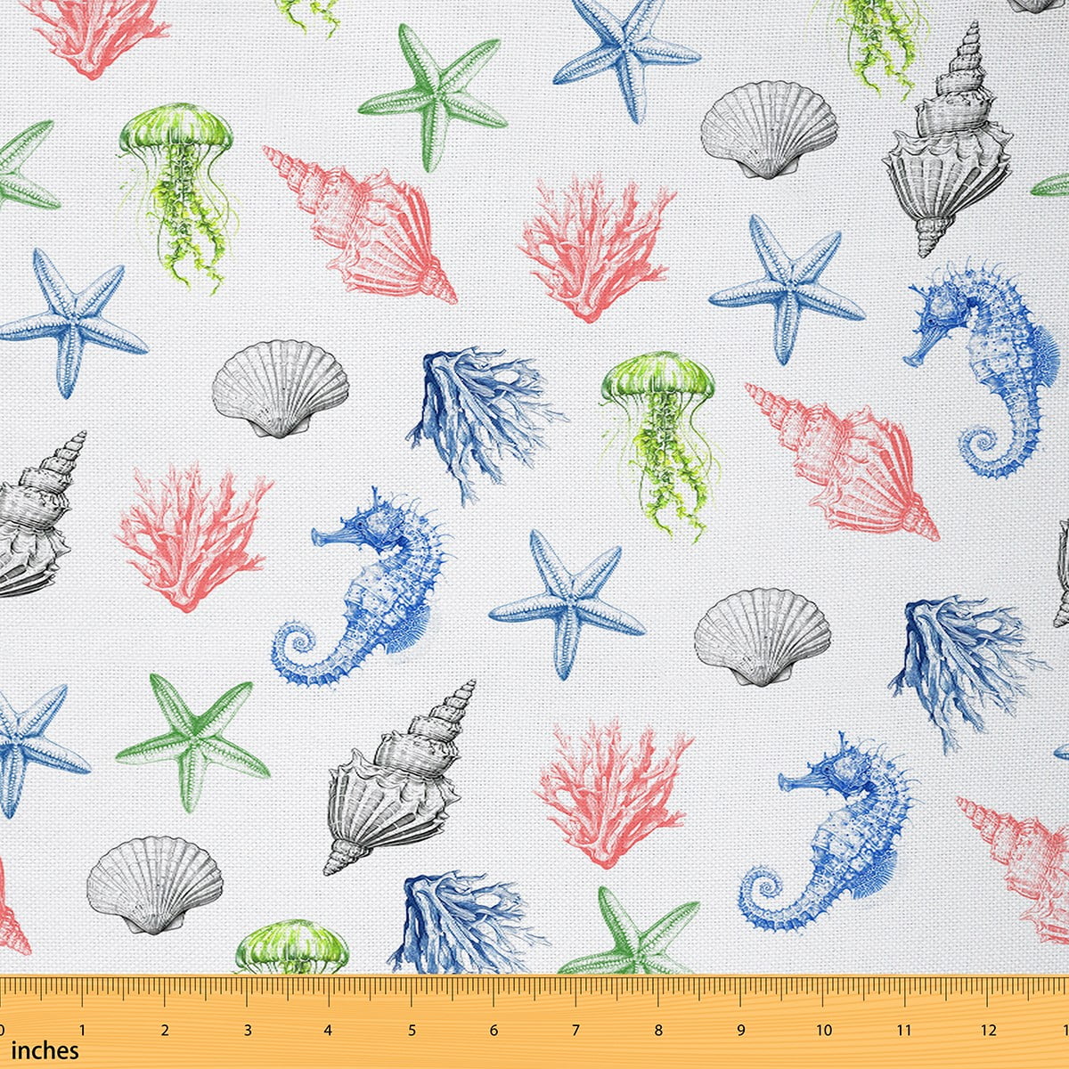 Erosebridal Nautical Fabric By The Yard,Marine Ocean Upholstery Fabric ...