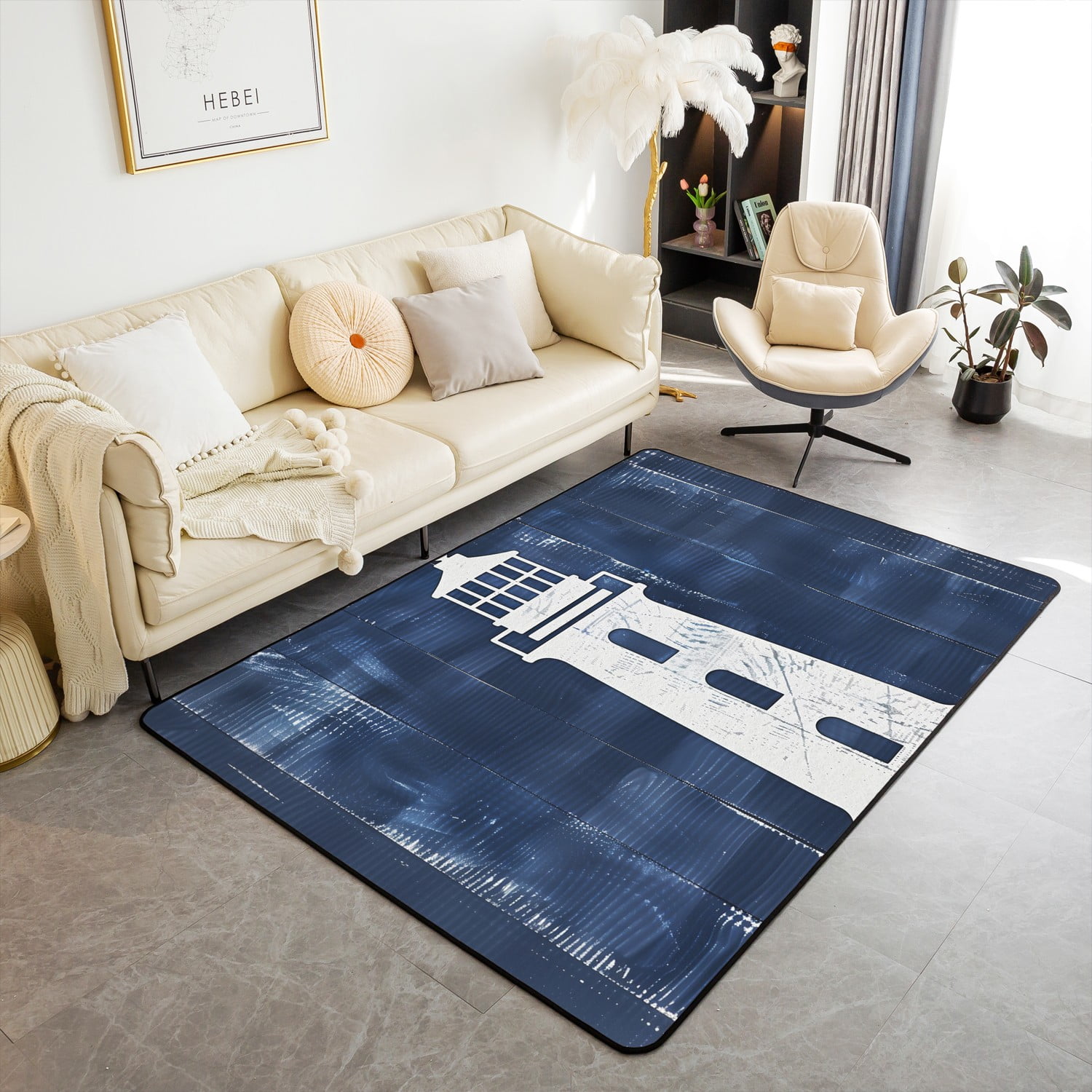 Erosebridal Nautical Lighthouse Area Rugs For Living Room 3x5,Lodge ...