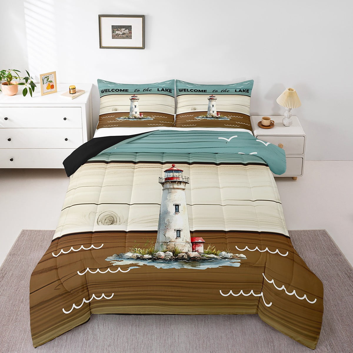 Erosebridal Nautical Lighthouse Comforter Sets Full Size, Coastal Farmhouse Comforters & Duvets ...