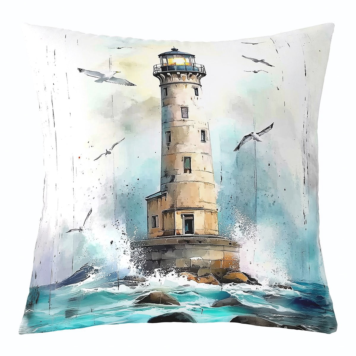 Erosebridal Nautical Lighthouse Throw Pillow Covers 16x16,Oil Painting ...